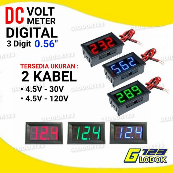 Jual Voltmeter 0.56 inch DC 4.5V 30V 120V Mini Digital Volt Meter 2 ...
