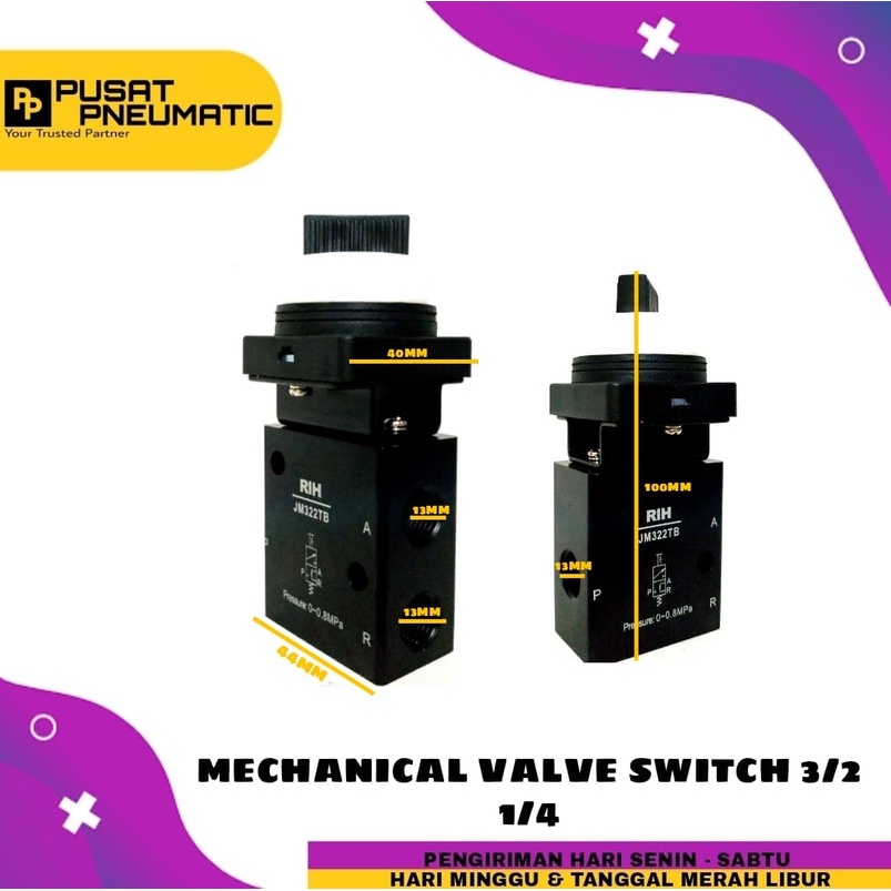 Jual MECHANICAL VALVE TYPE SWITCH SELECTOR 3 LUBANG SYSTEM 3/2 DRAT 1/4" | Shopee Indonesia
