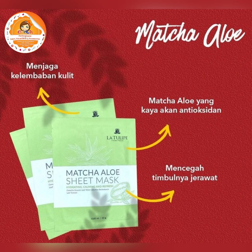 Jual LA TULIPE MATCHA ALOE SHEET MASK 23 g | Shopee Indonesia