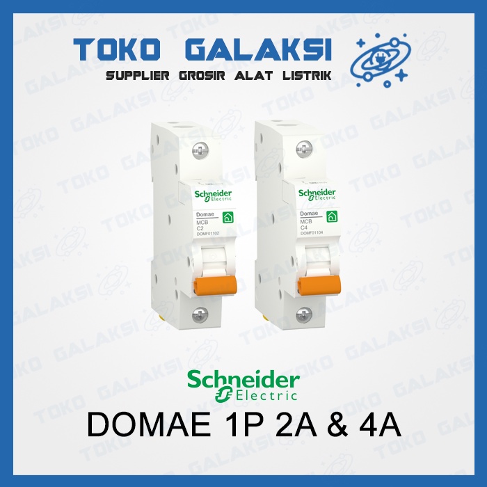 Jual Schneider MCB Domae 1P 2A dan 4A Miniature Circuit Breaker 6kA 1 Kutub | Shopee Indonesia