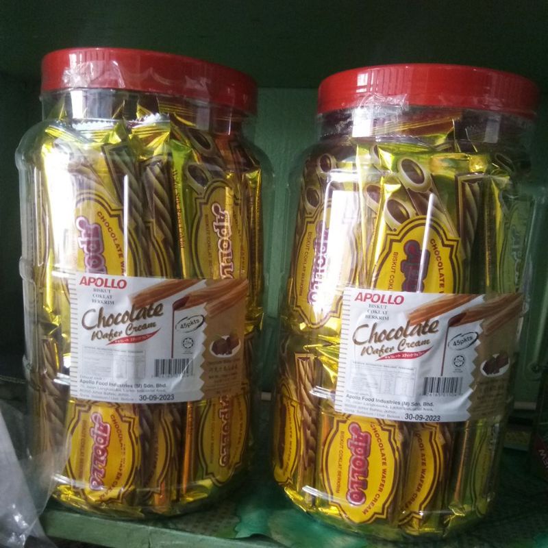 Jual Apollo Stick Stik Wafer biskuit coklat isi 45 / Biskut coklat ...