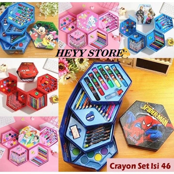 Jual CRAYON SET ANAK 46 PCS ALAT LUKIS ANAK ALAT MEWARNAI ANAK ANAK ...