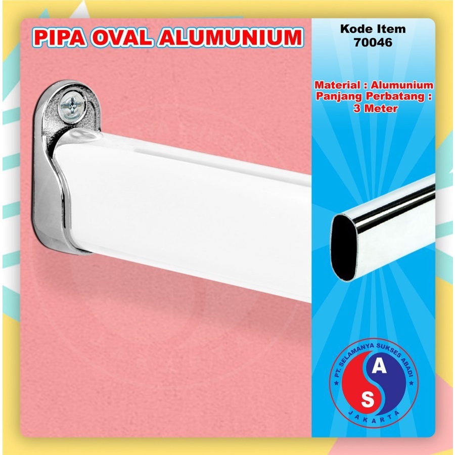 Jual Pipa Oval Aluminium 300 cm 3 meter / Pipa Gantungan Baju Oval ...
