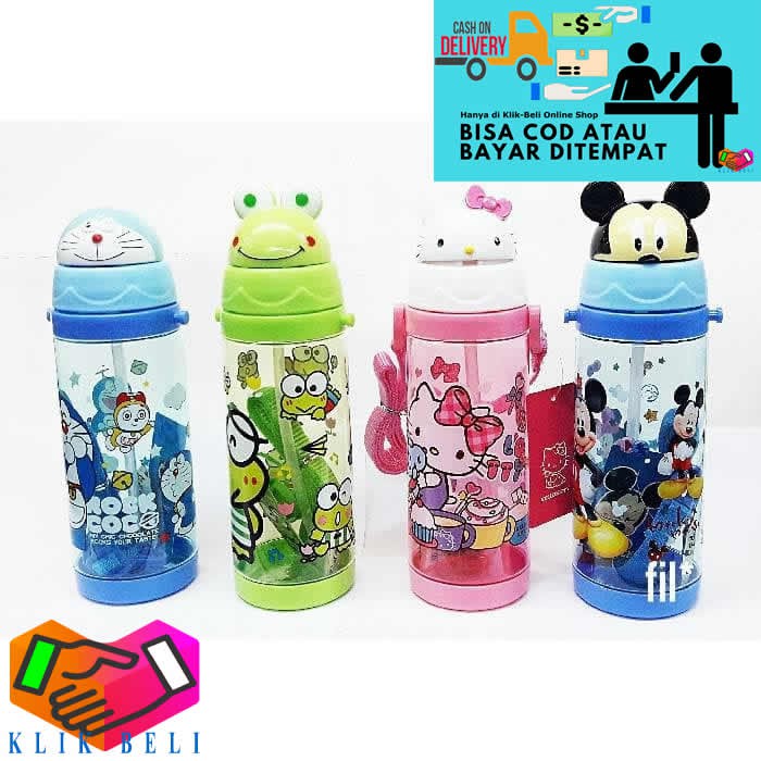 Jual Botol Minum Karakter 450 ML / Botol Minum Kepala Doraemon Hello Kitty Keropi Mickey Mouse ...
