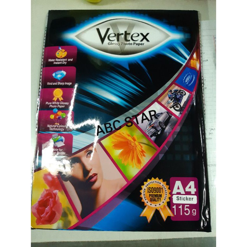 Jual Kertas foto stiker A4 115gr Vertex | Shopee Indonesia