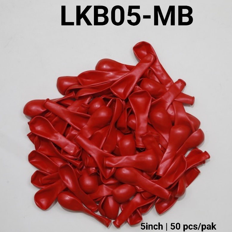 Jual LKB05-MB Balon latex 5 inch 1 pak 50 metalik tebal merah makaron ...