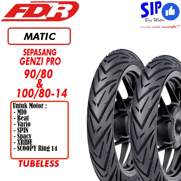 Jual Paket Ban matic FDR Genzi Pro 90 80 & 100 80 14 tubeless | Shopee ...