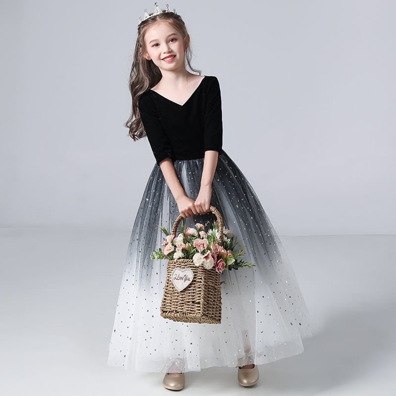 Jual Gaun putri gadis benang berbulu anak-anak high-end catwalk gaun ...