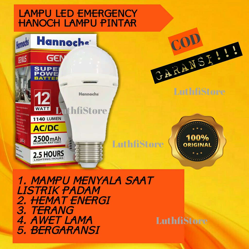 Jual Lampu Emergency LED Bulb Bohlam Hanoch hannoch AC/DC 6W 8W 10W 12W ...