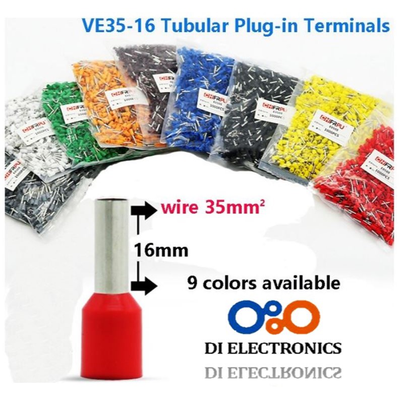 Jual E35-16 Ferrules Skun Kabel 35mm Turbular Insulated Electrical Wire Crimp Terminal Block ...