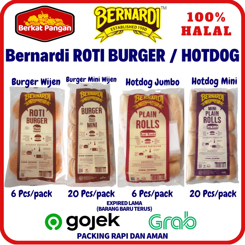 Jual BERNARDI Roti Burger Wijen 6pcs / Plain rolls mini Hot dog 20pcs ...