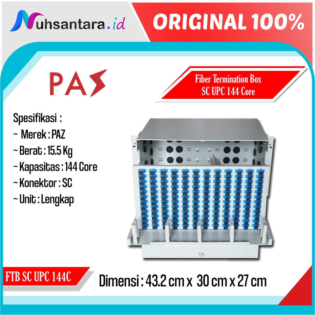 Jual FTB Rack mount SC 144 Core PAZ Lengkap OTB FTB ODF PDC Fiber Optik ...