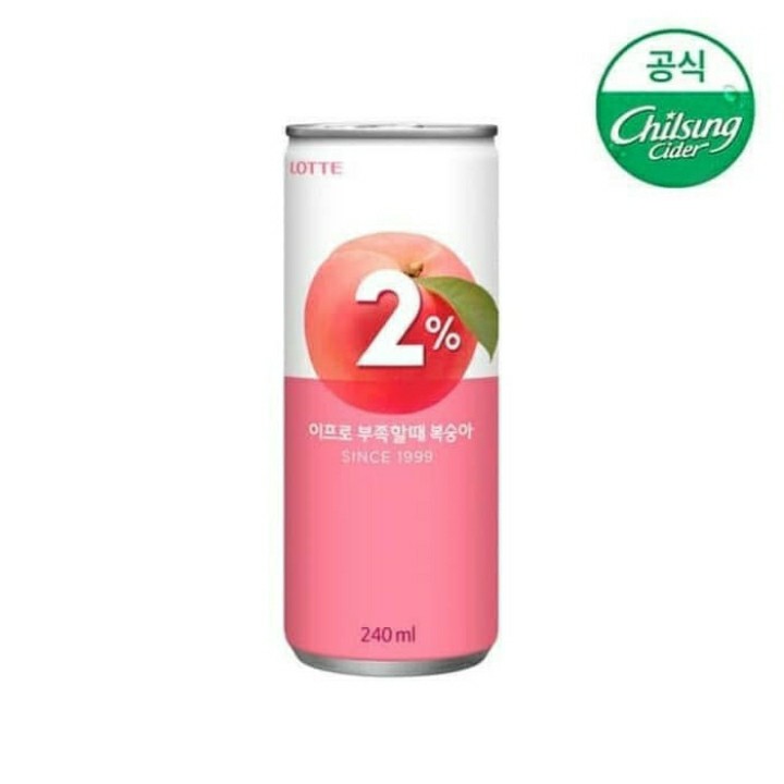 Jual Lotte 2% chilsung peach juice rasa buah persik 240ml | Shopee ...
