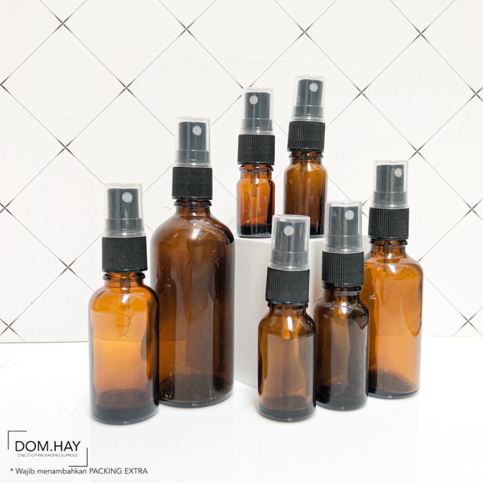Jual Botol Spray Kaca Cokelat Tebal Amber Tutup Hitam Face Mist Semprot ...