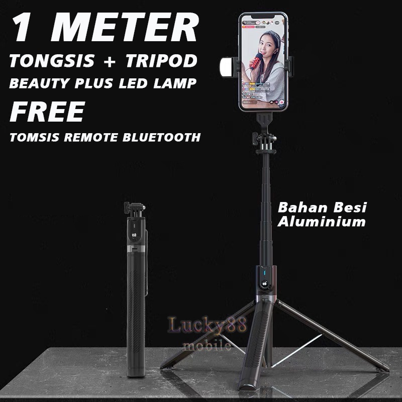Jual Selfie Stick Tongsis + Tripod Lampu LED Selfie Stick dengan Remote ...