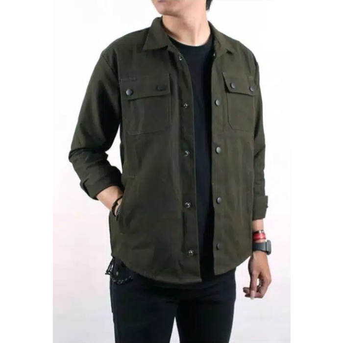 Jual JAVA SEVEN Jaket Trucker Pria | Semi Parka Premium - Hijau, L ...