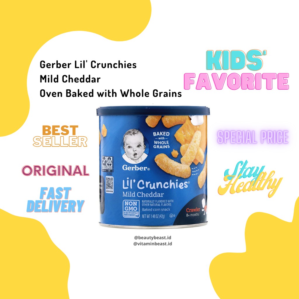 Jual Gerber Lil' Crunchies 8+ Months Mild Cheddar 1.48 oz (42 g ...