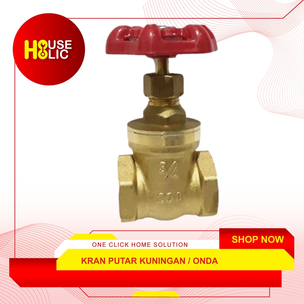 Jual ONDA Gate Valve Drat Kuningan 1/2" Inch / Stop Kran Putar Kuningan | Shopee Indonesia