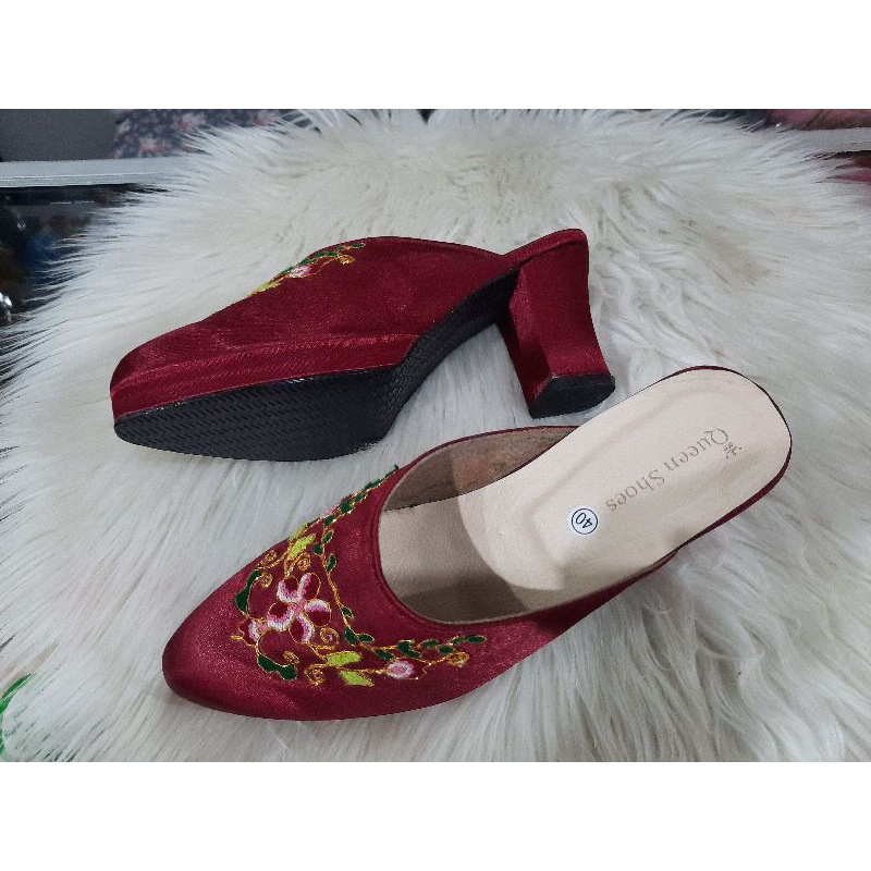 Jual sendal sulam / senfal high heels pengantin / khas minang, padang ...