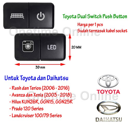 Jual Switch Toyota Dual Push Button Saklar Horizontal untuk Toyota dan ...
