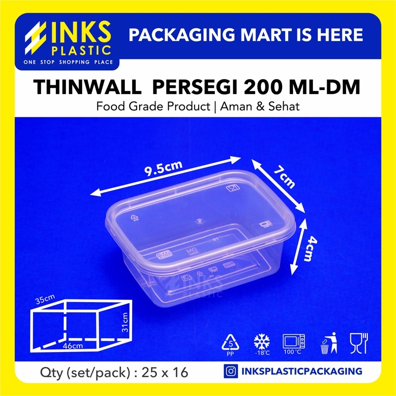 Jual Thinwall persegi 200 ml ( isi 25 ) | Shopee Indonesia