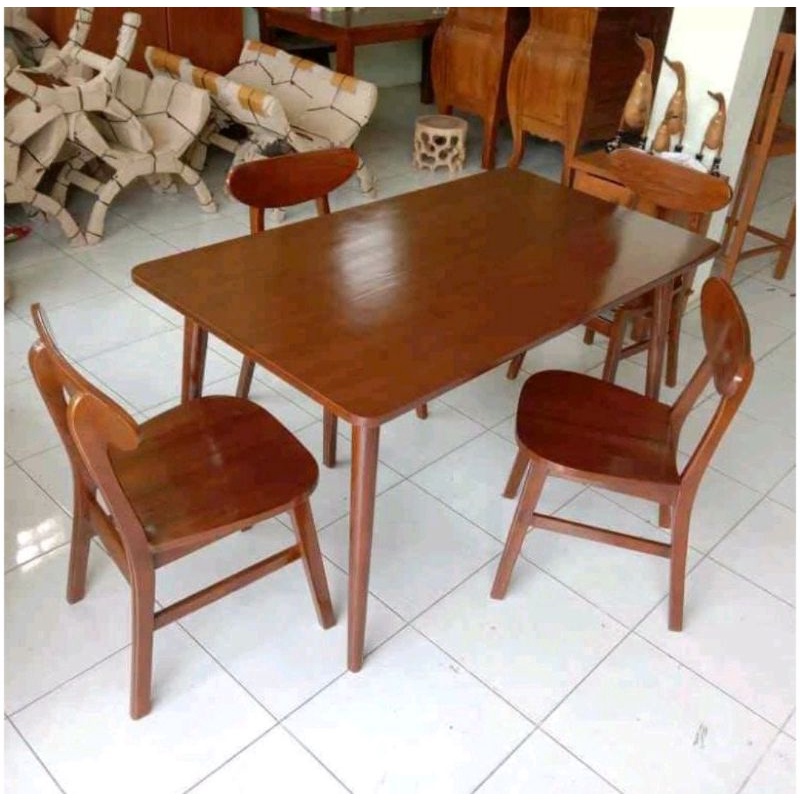 Jual MEJA MAKAN KAYU JATI 4 KURSI MINIMALIS MODERN WARNA KOMBINASI NATURAL DUCO KURSI MAKAN CAFE ...