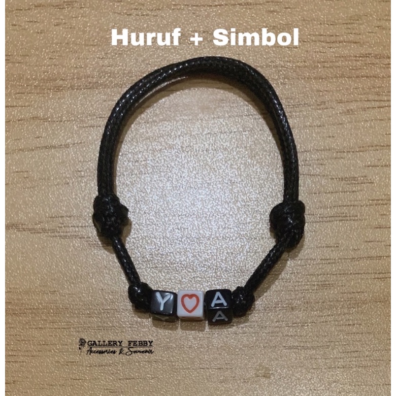 Jual GT013 Gelang Tali Kulit Korea Custom Nama/Simbol ( Maksimal 6 ...