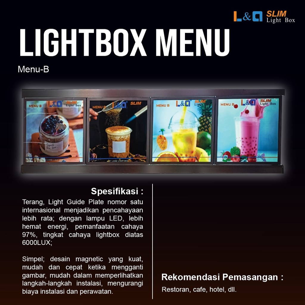 Jual SLIM LIGHT BOX - LED LIGHT BOX MENU CUSTOM, MAGNET (1 SISI-INDOOR ...