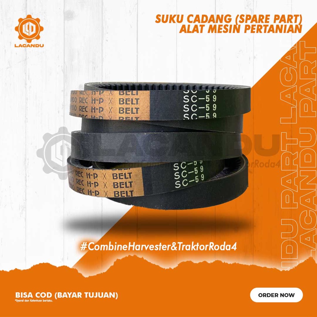Jual V BELT / FANBLET SC59 ASLI BANDO / VBLET JALAN KUBOTA DC 70 untuk ...