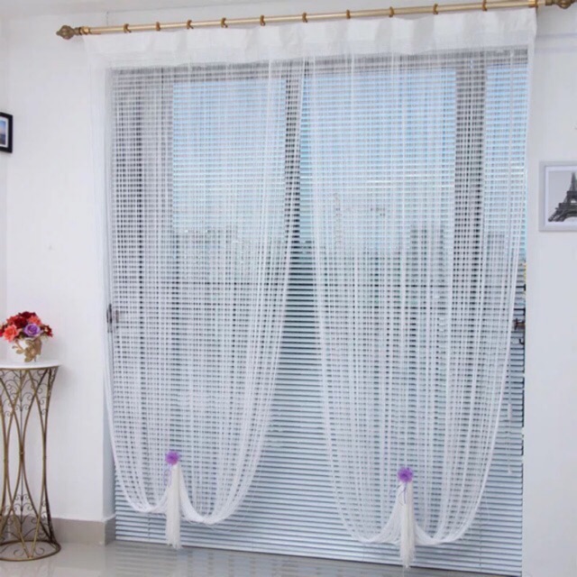 Jual Tirai benang putih tanpa gliter/2meter x 1meter/ tirai dekorasi ...