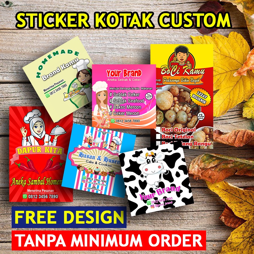 Jual Stiker Custom Kotak Label Kemasan Makanan Minuman Anti Air Free ...