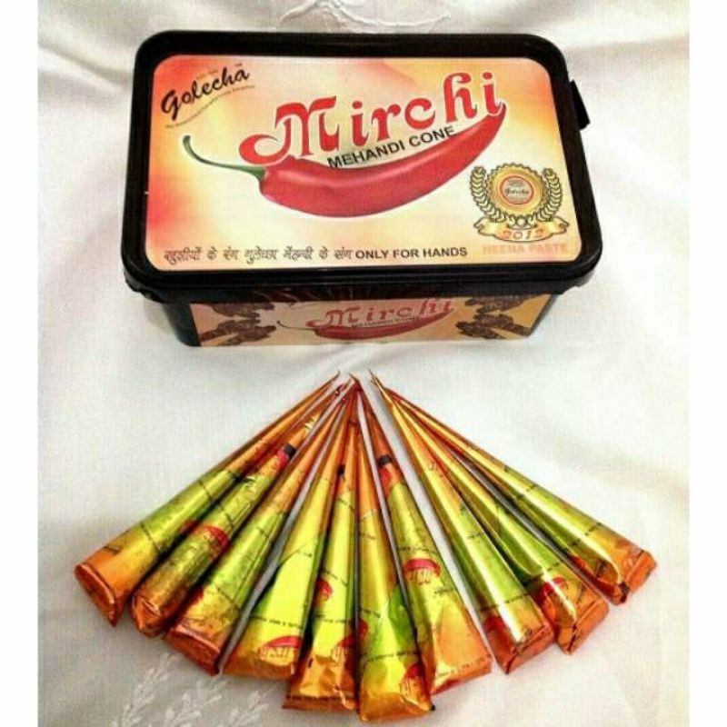 Jual mirchi gold series warna Merah warna favorit mahendi | Shopee ...