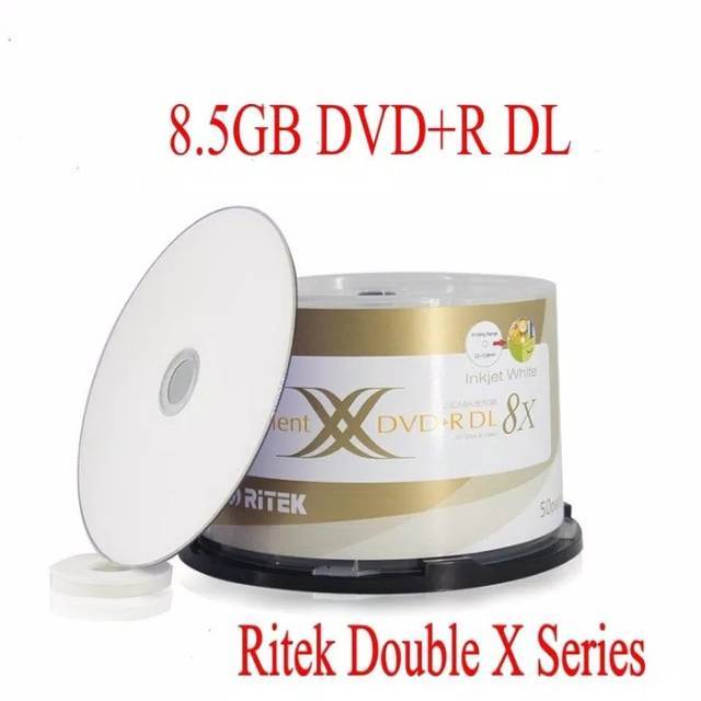 Jual DVD+R DL Ritek Inkjet Printable White Surface 8X / DVDR Double Layer 8.5GB Tabung 50 ...