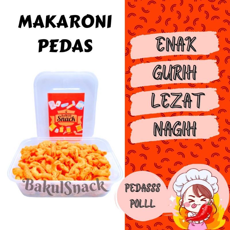 Jual Makaroni / Makroni / Macaroni Pipa Kemasan Box Cemilan Pedas Bakul Snack | Shopee Indonesia