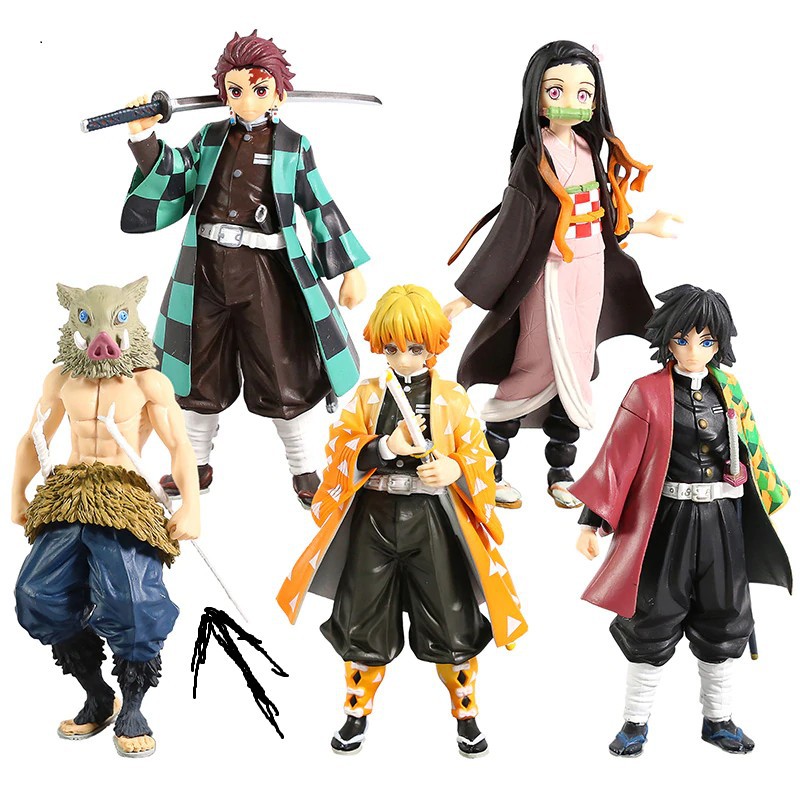 Jual Tanjiro Nezuko Zenitsu Inosuke Action Figure Kimetsu No Yaiba ...