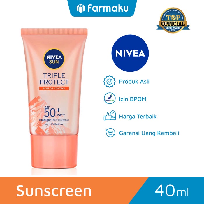 Jual Nivea Sun Triple Protect Acne Oil Control SPF50+ PA+++ Tube 40 ml ...