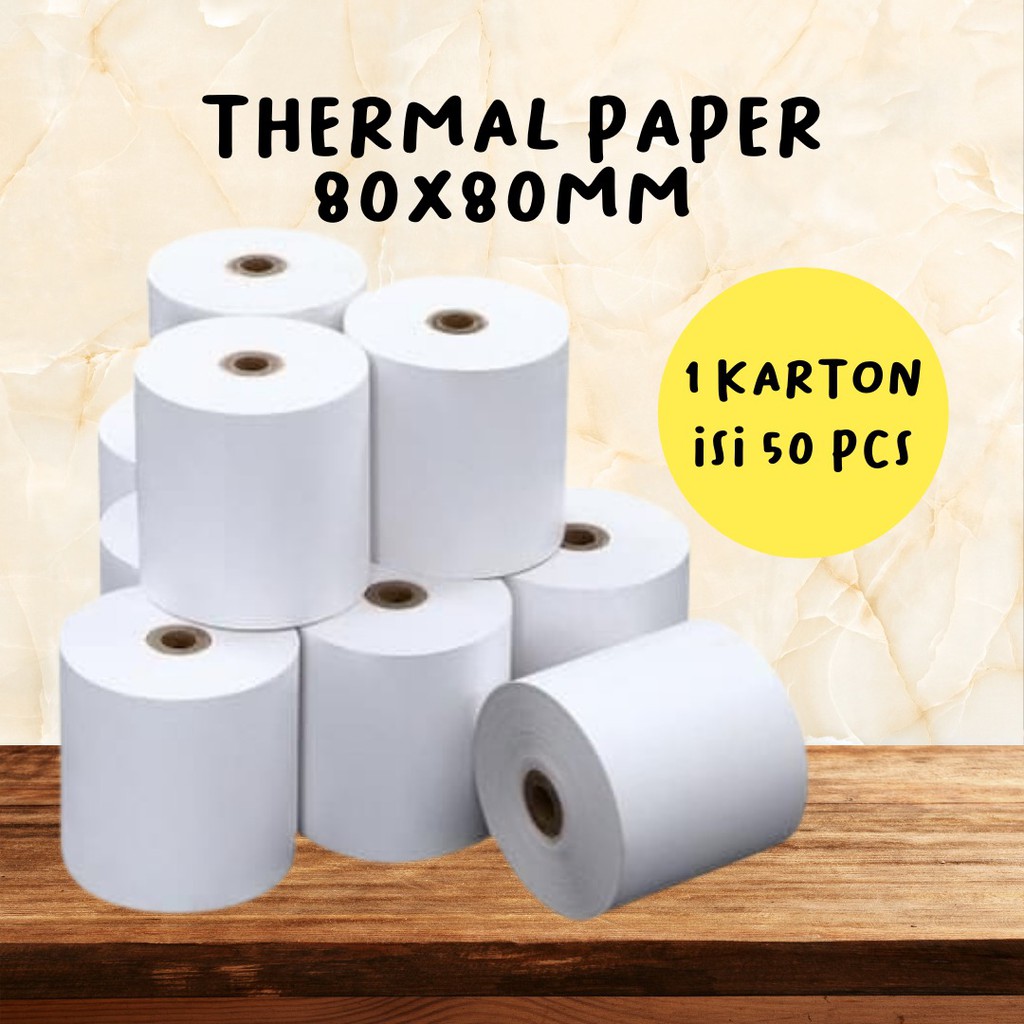 Jual Kertas Struk Kasir Paper Roll Termal 1 karton 50 roll uk 80x80mm ...