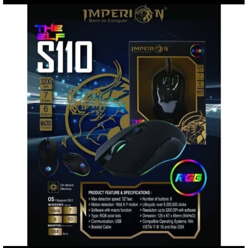 Jual Mouse Gaming S110 imperion RGB | Shopee Indonesia