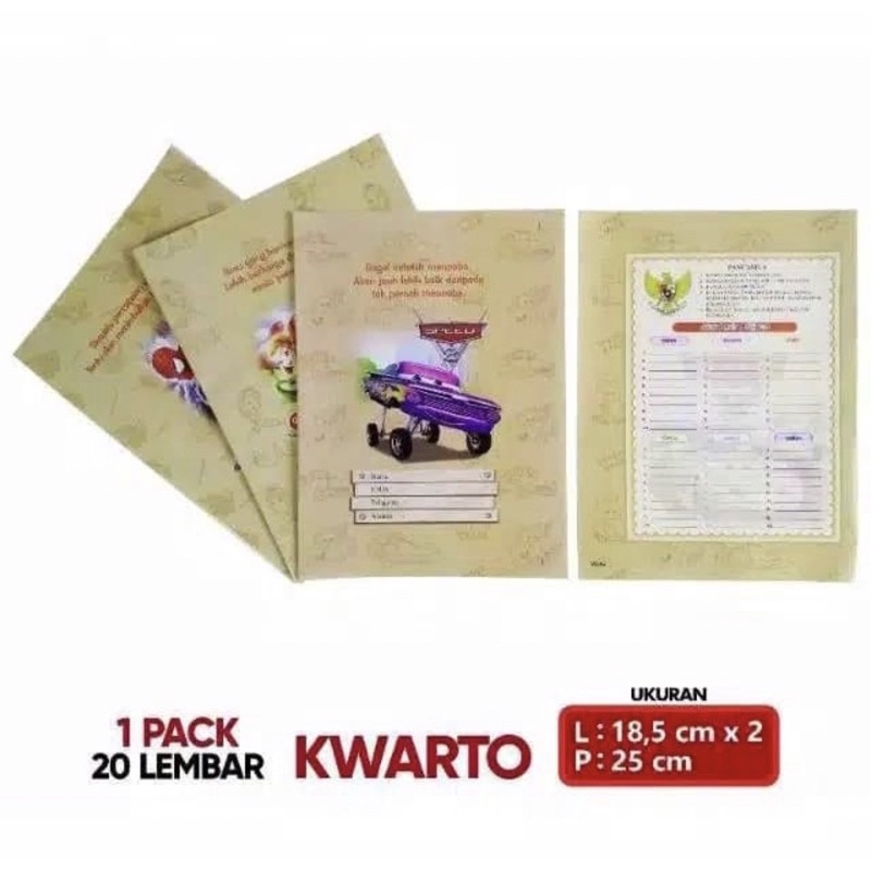 Jual Sampul Buku Kwarto Fancy Gambar Isi 20 Lembar Sampul Kertas