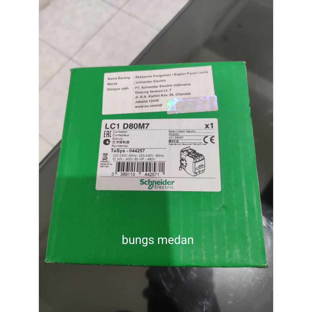 Jual CONTACTOR LC1D80 LC1D80M7 220V SCHNEIDER KONTAKTOR 80A LC1 D80 ORI ...