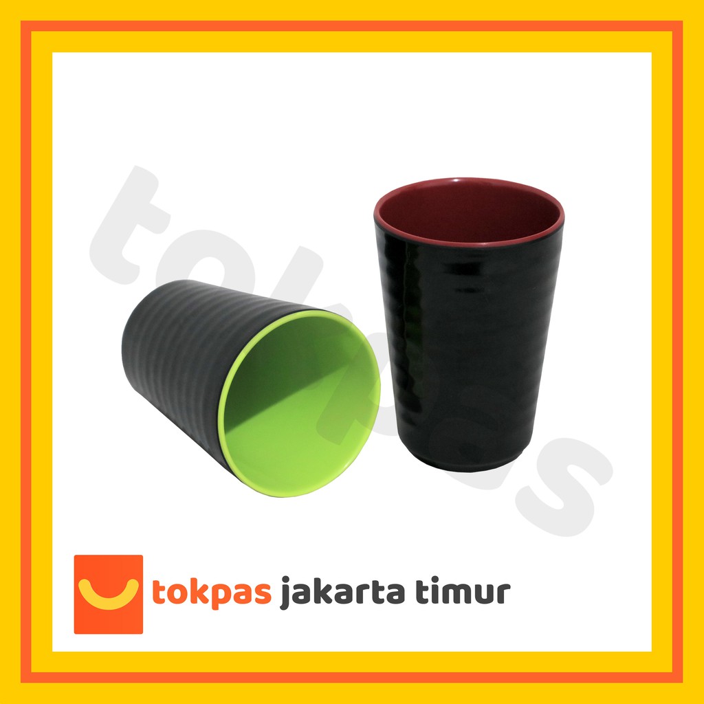 Jual Melamin Gelas Jepang Gelas Melamine 250ml Gelas Ulir Datar 2 Warna ...