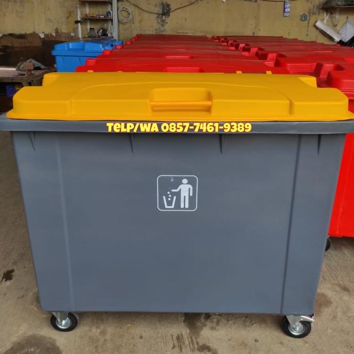 Jual TEMPAT SAMPAH BESAR 660 LITER KOMBINASI WARNA ABU DAN KUNING HG415BGV5 | Shopee Indonesia