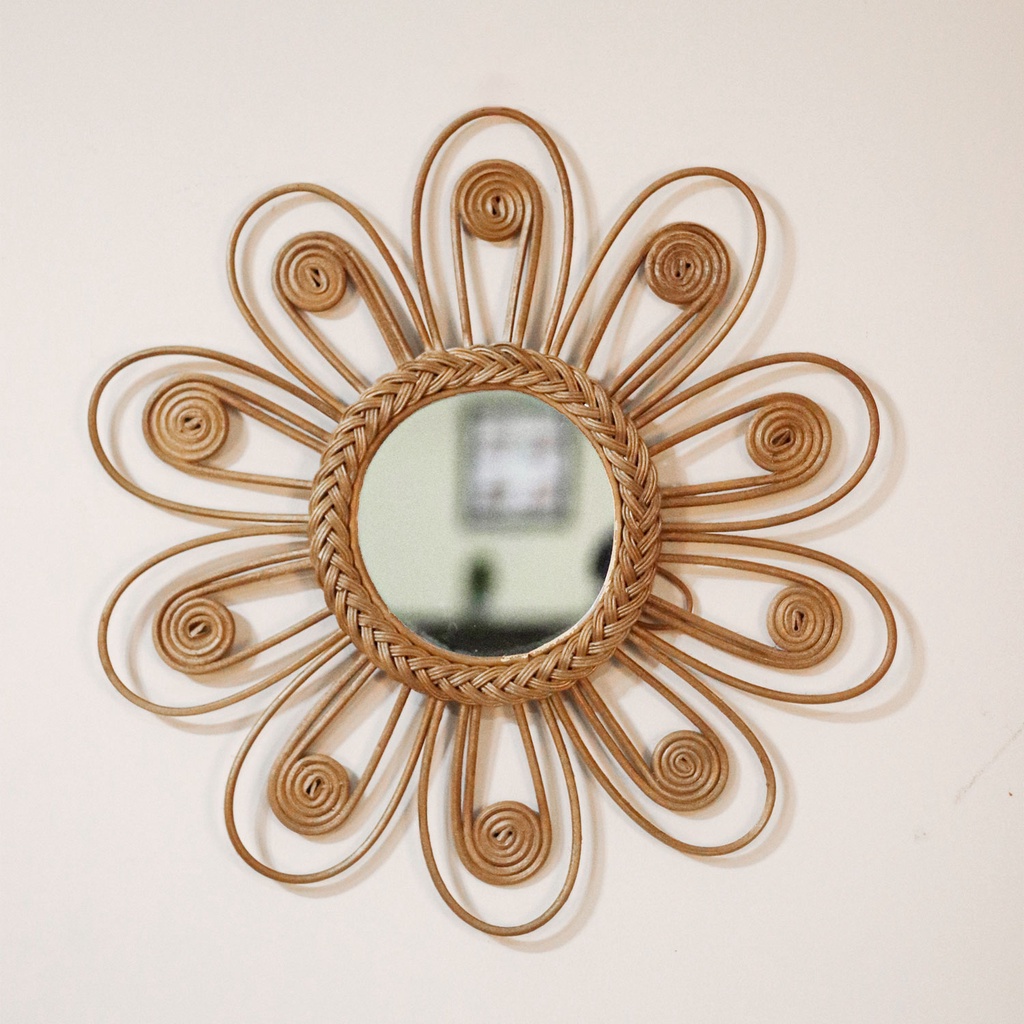 Jual CERMIN ROTAN CANTIK HIASAN DINDING | CERMIN ROTTAN SUNFLOWER ...