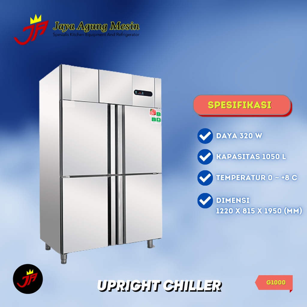 Jual S/S Upright Chiller 2 Doors 2-8C Crown Type G1000 / G-1000 ...