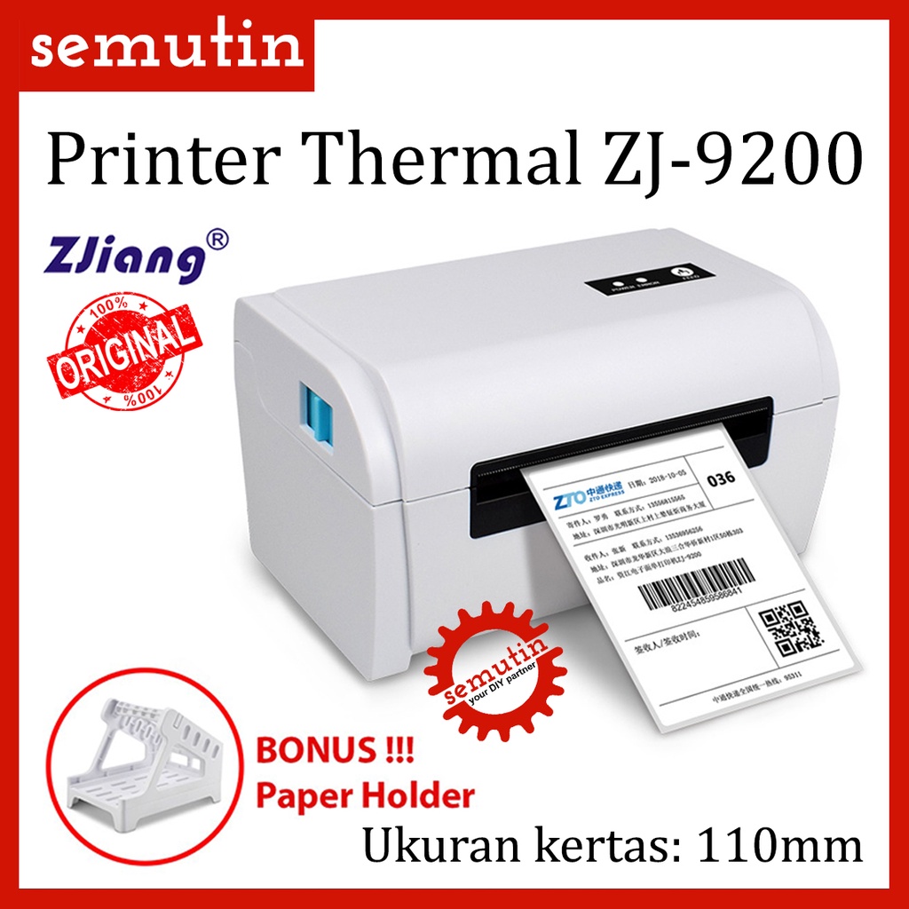 Jual Printer Thermal 110mm Zjiang ZJ-9200 USB ORIGINAL / Cetak Resi A6 ...