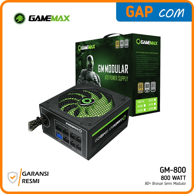 Jual PSU 800W GAMEMAX GM-800 Semi Modular 800 Watt 80+ Bronze Power ...