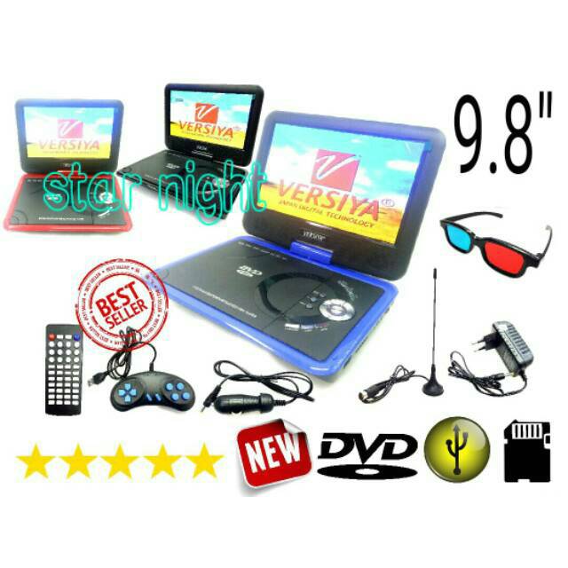 Jual DVD PORTABLE LED 9.8 inch USB - SD Card - TV Tuner | Shopee Indonesia