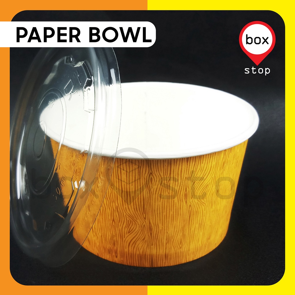Jual Paper Bowl - Mangkok Kertas - KAYU NATURE + TUTUP (50 set ...