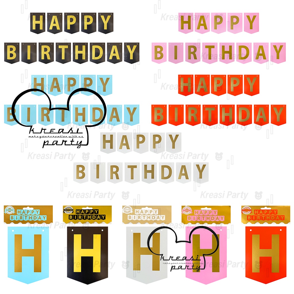Jual Banner Happy Birthday Tulisan Gold #1 / Bunting Flag HBD | Shopee ...
