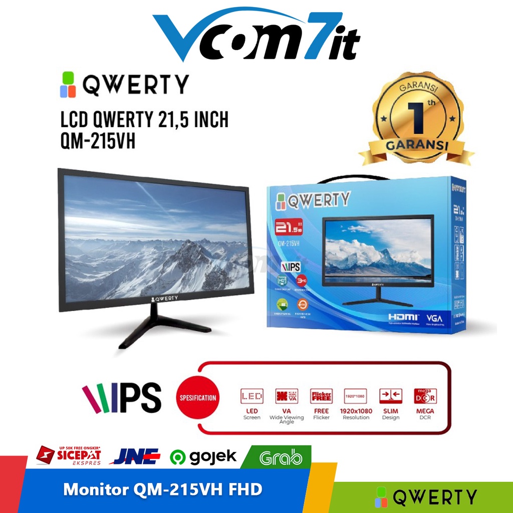 Jual LED Monitor QWERTY 22 inch QM 215VH HDMI VGA HD IPS 75Hz Original ...
